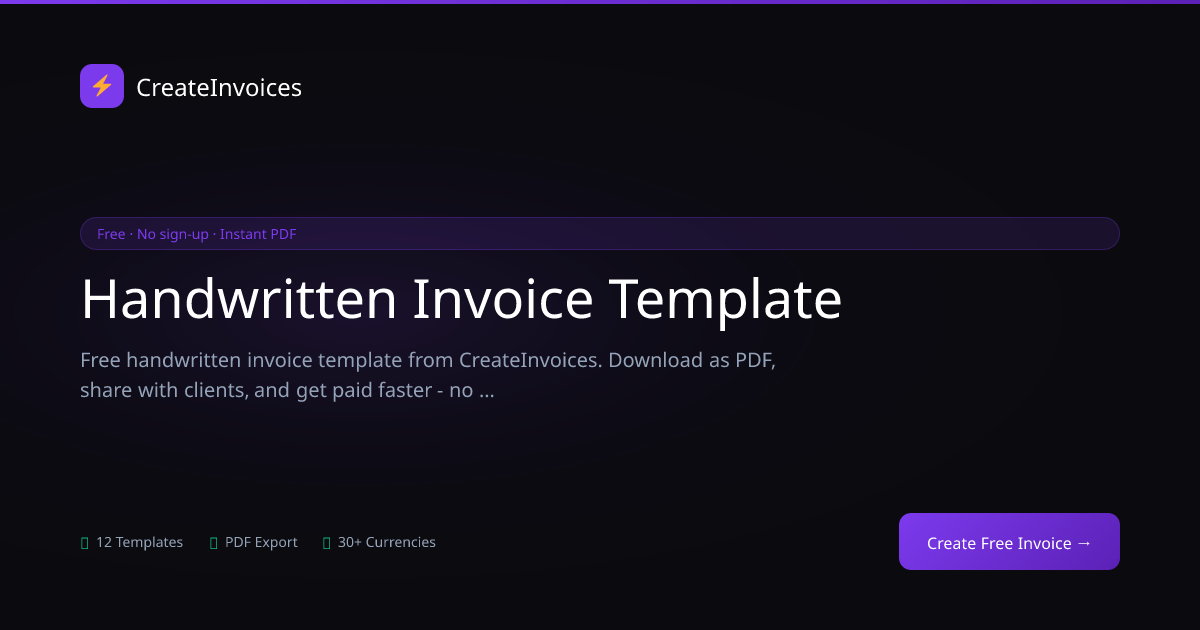 Handwritten Invoice Template | CreateInvoices